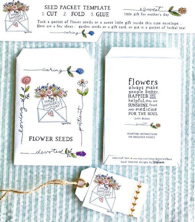Mother's Day Flower Seed Packet Template Printable - Etsy