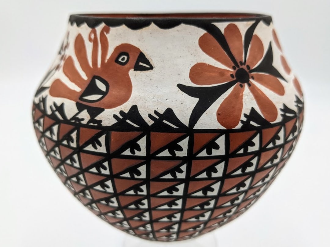 Acoma Pueblo Pottery by Mildred Antonio With Birds Flowers - Etsy