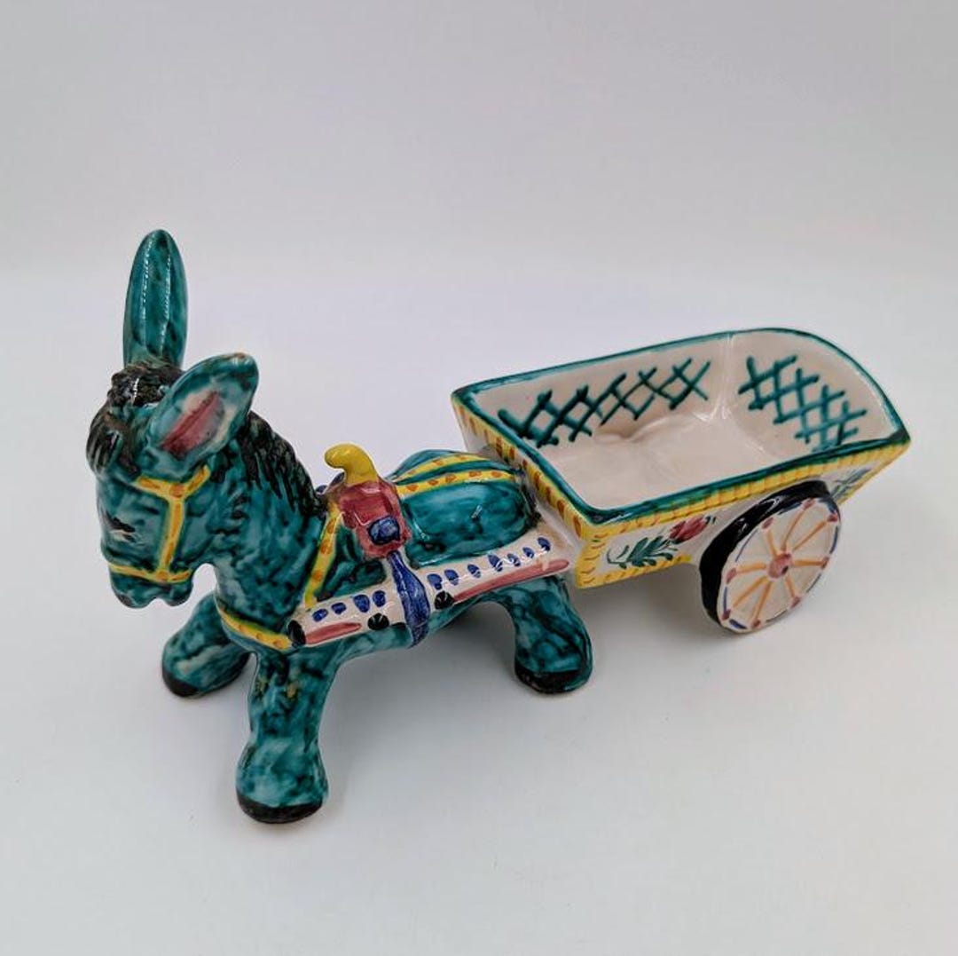 Deruta Italy Majolica Donkey With Cart - Etsy