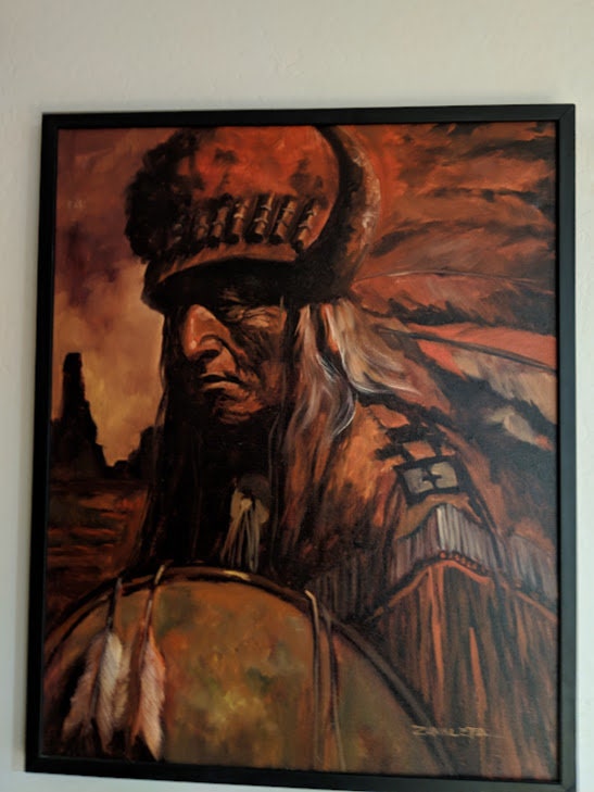 Original Oil Painting of Native American Chief by Zavaleta - Etsy