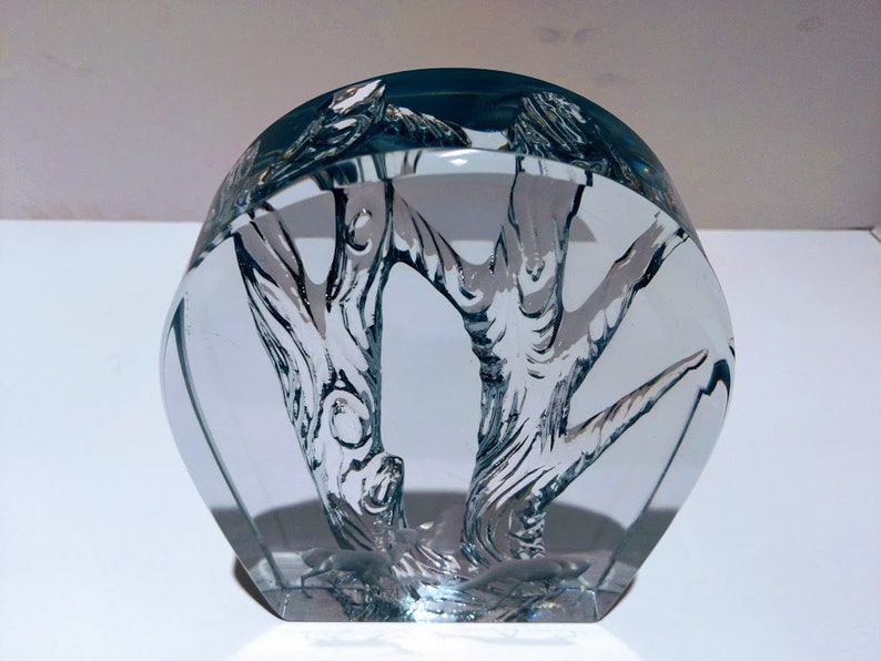 Thick 3D Art Glass With Deer & Tree | Etsy