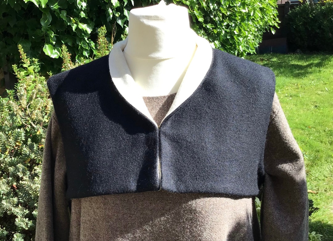 16th Century Partlet, Elizabethan Black Partlet, Hand Sewn Wool Partlet ...