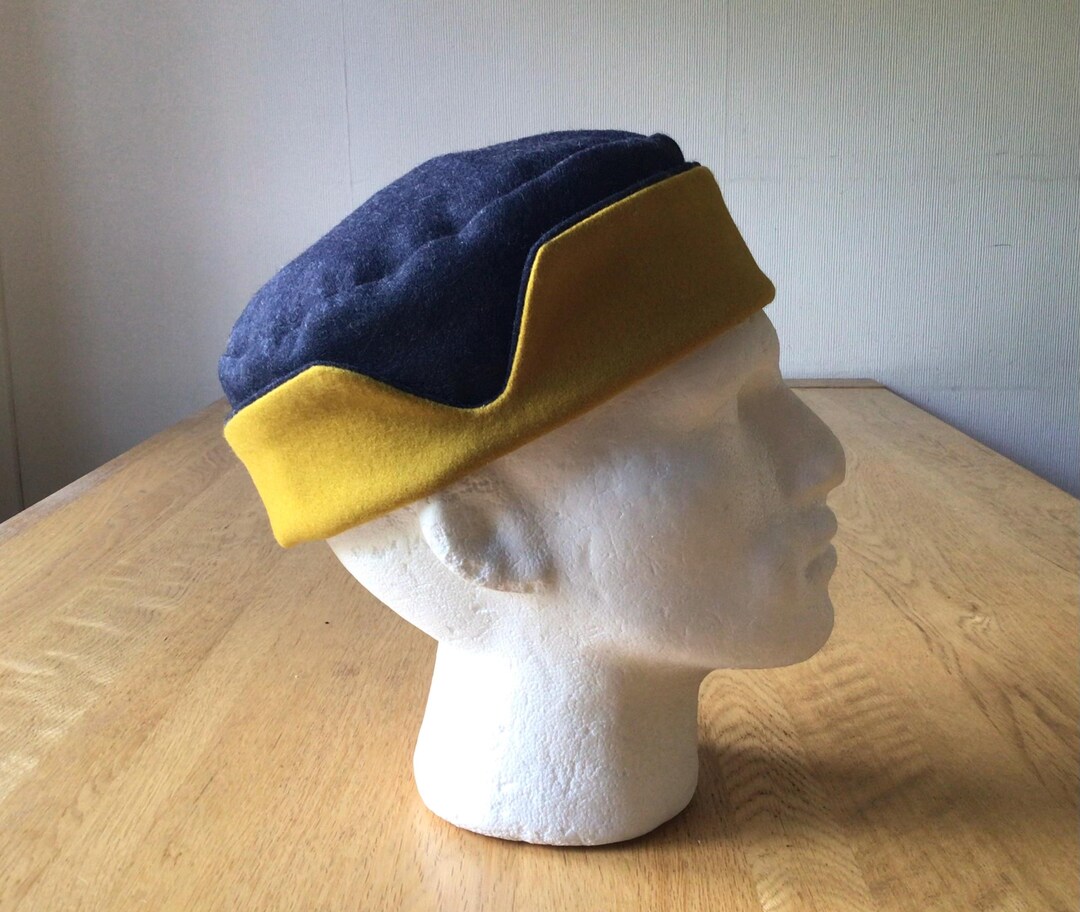 Reversible Medieval Wool Hat: Blue & Yellow Renaissance Cap - Etsy