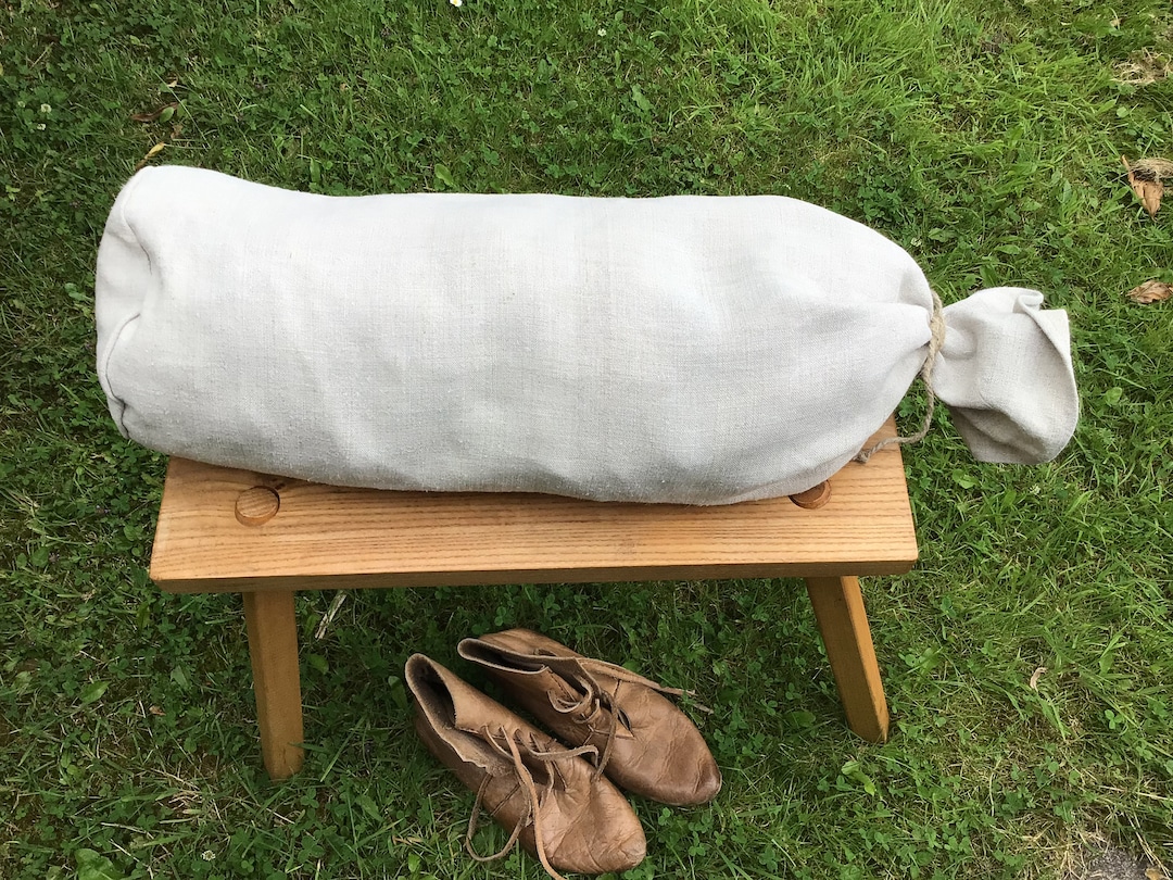 Round Bottom Antique Linen Sack, Medieval Storage Sack, Sausage Bag ...