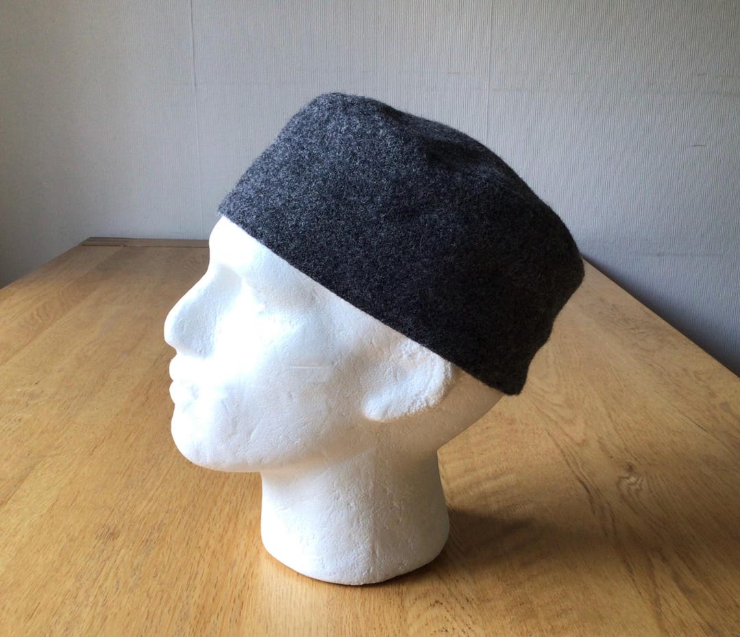 Medieval Pillbox Hat, Men's Hat, Reenactment, Dark Grey Wool Cap, Hand ...