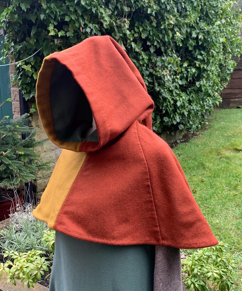 Large Mi-parti Medieval Hood, 14th / 15th Century, Reenactment, Hand ...