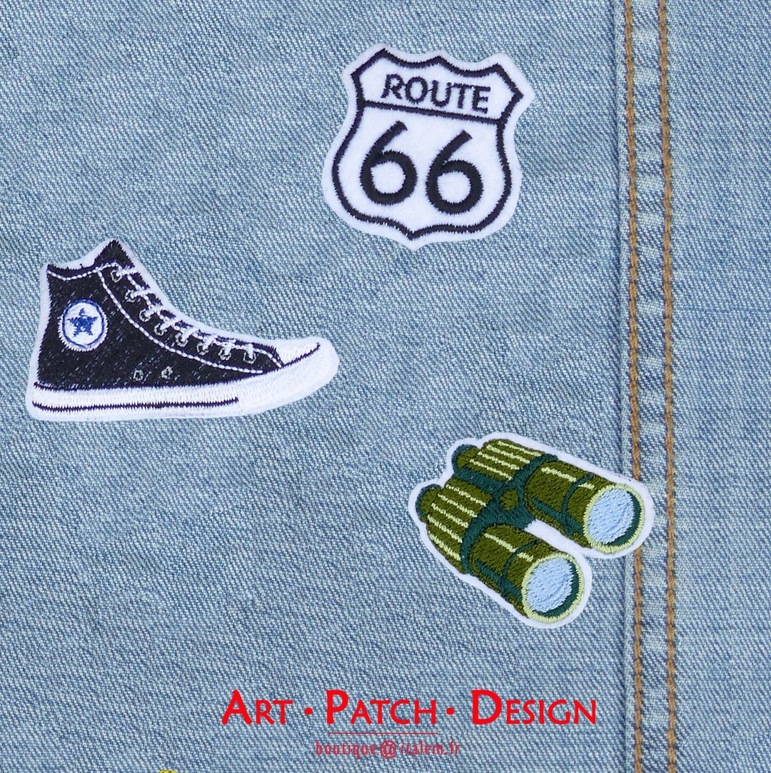 Embroidered Thermostick Patch route 66, Converse, Twin, Ecusson ...