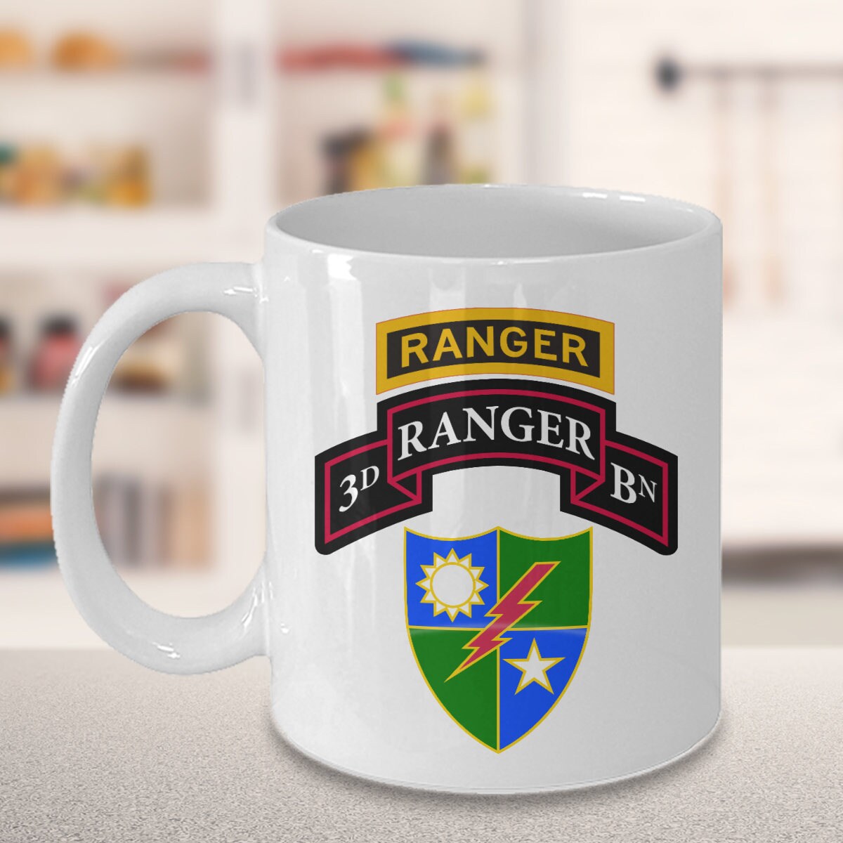 3rd Ranger Battalion Coffee Mug - 3rd BN Insignia Scroll Ranger Tab ...