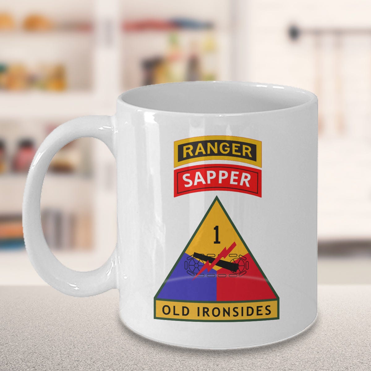 1st Armored Division Ranger Sapper Tab Coffee Mug - 1st AD Ranger ...