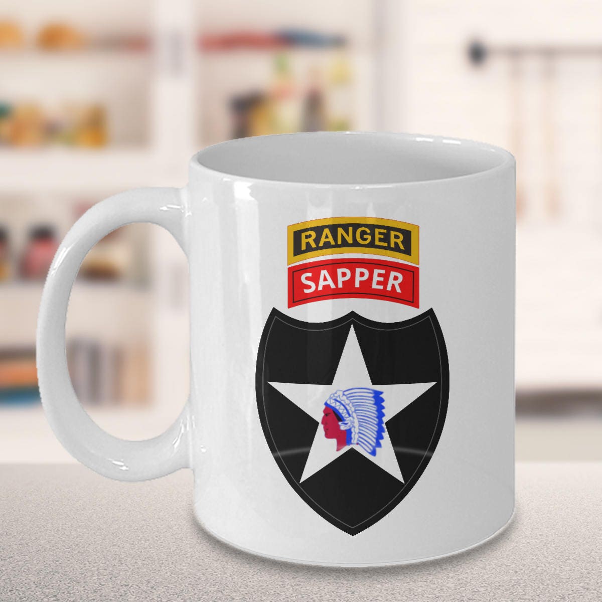 2nd Infantry Division Army Coffee Mug 2nd ID Ranger Tab Sapper Tab ...