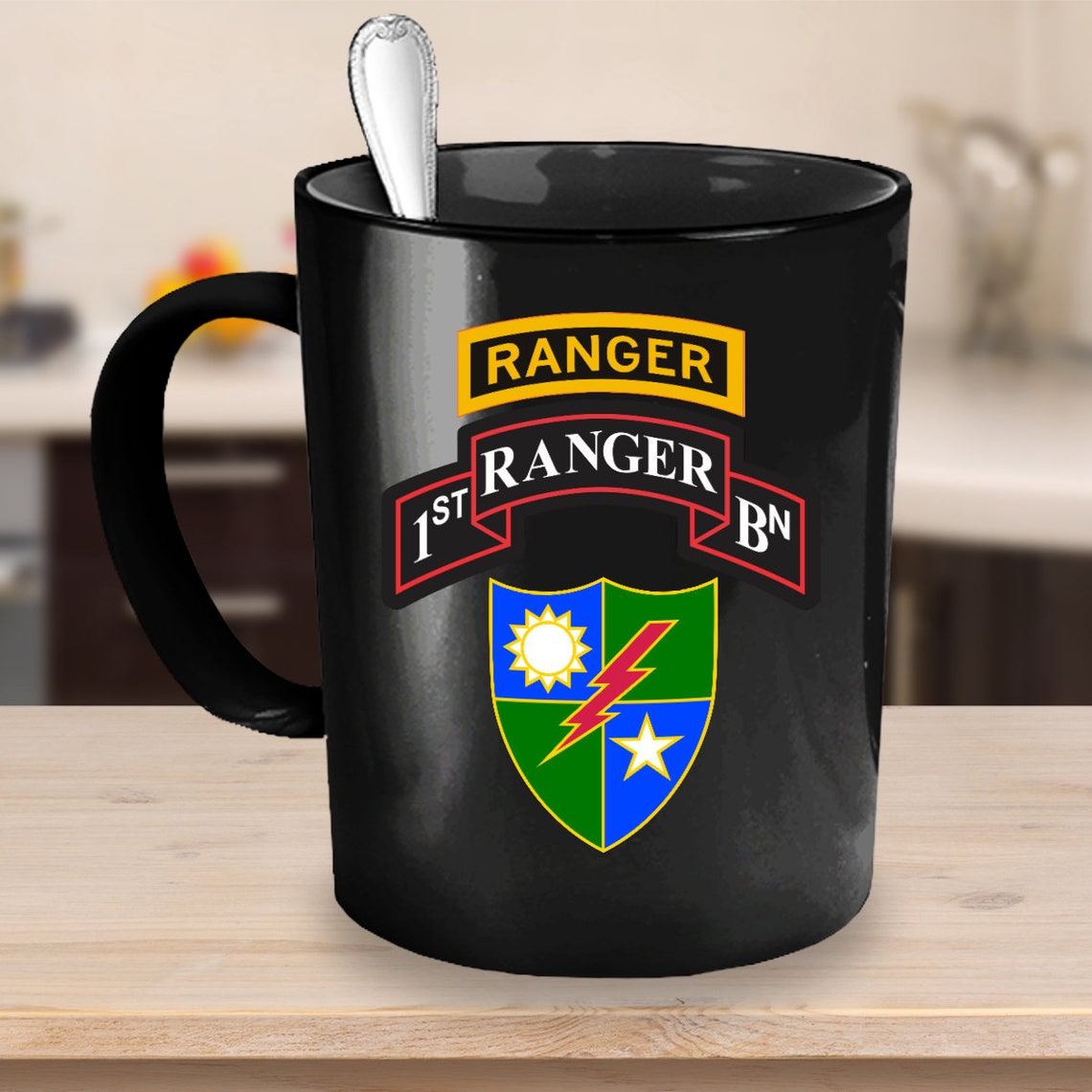 1st Ranger Battalion Coffee Mug - 1st BN Scroll Insignia Ranger Tab ...