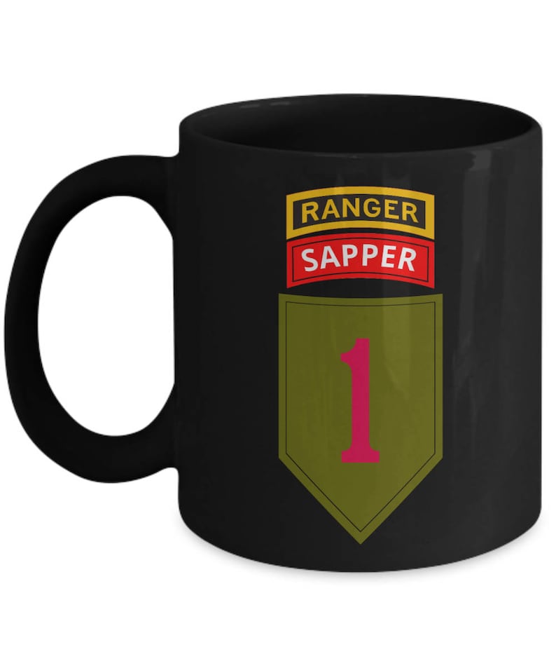 1st Infantry Division Ranger Tab Sapper Tab Coffee Mug - 1st ID Ranger ...