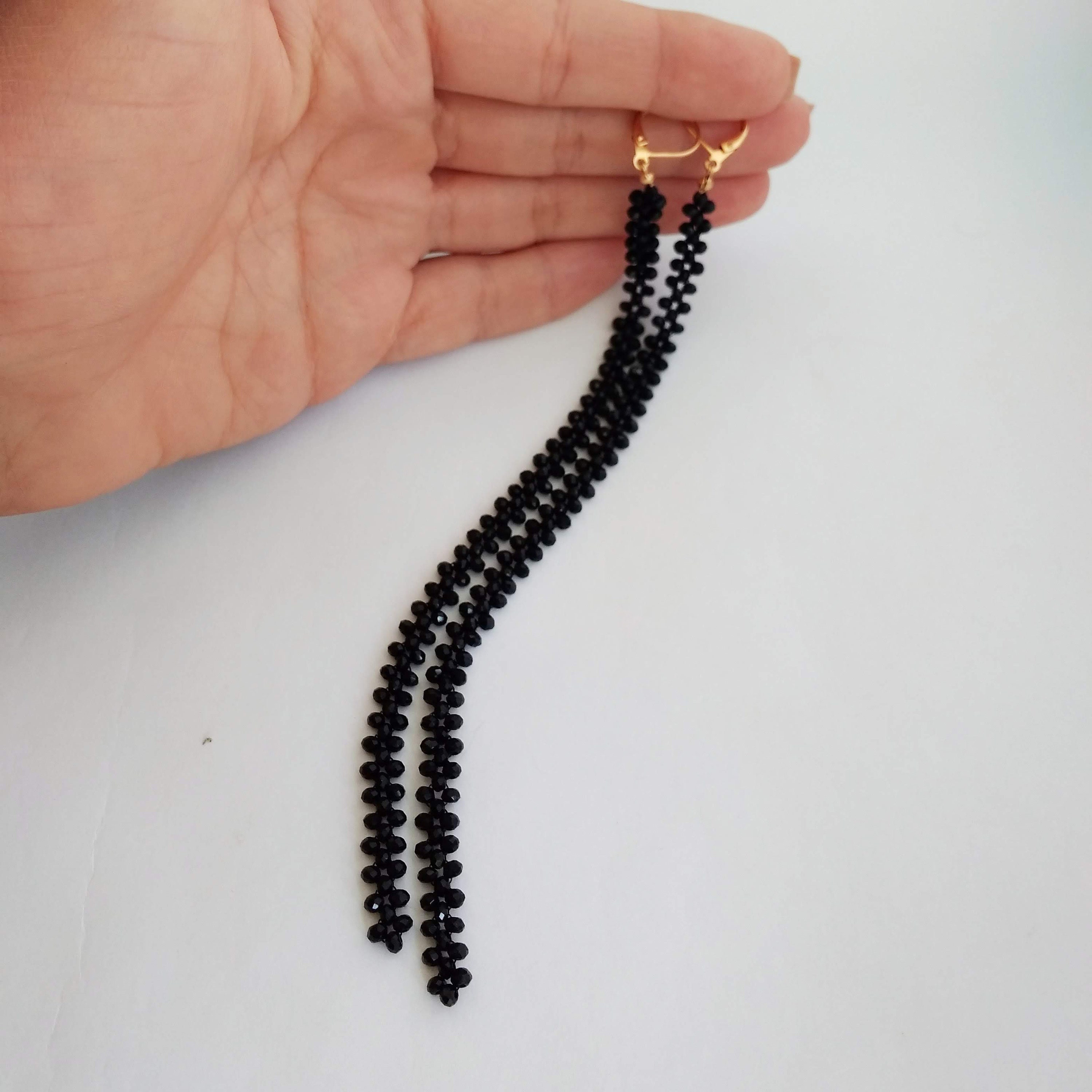 Extra Long White Gold Crystal Bar Earrings Thin - Etsy