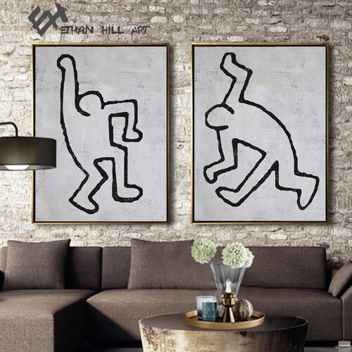 Large Set of 2 Minimalist Painting Canvas Wall Art Ethan - Etsy