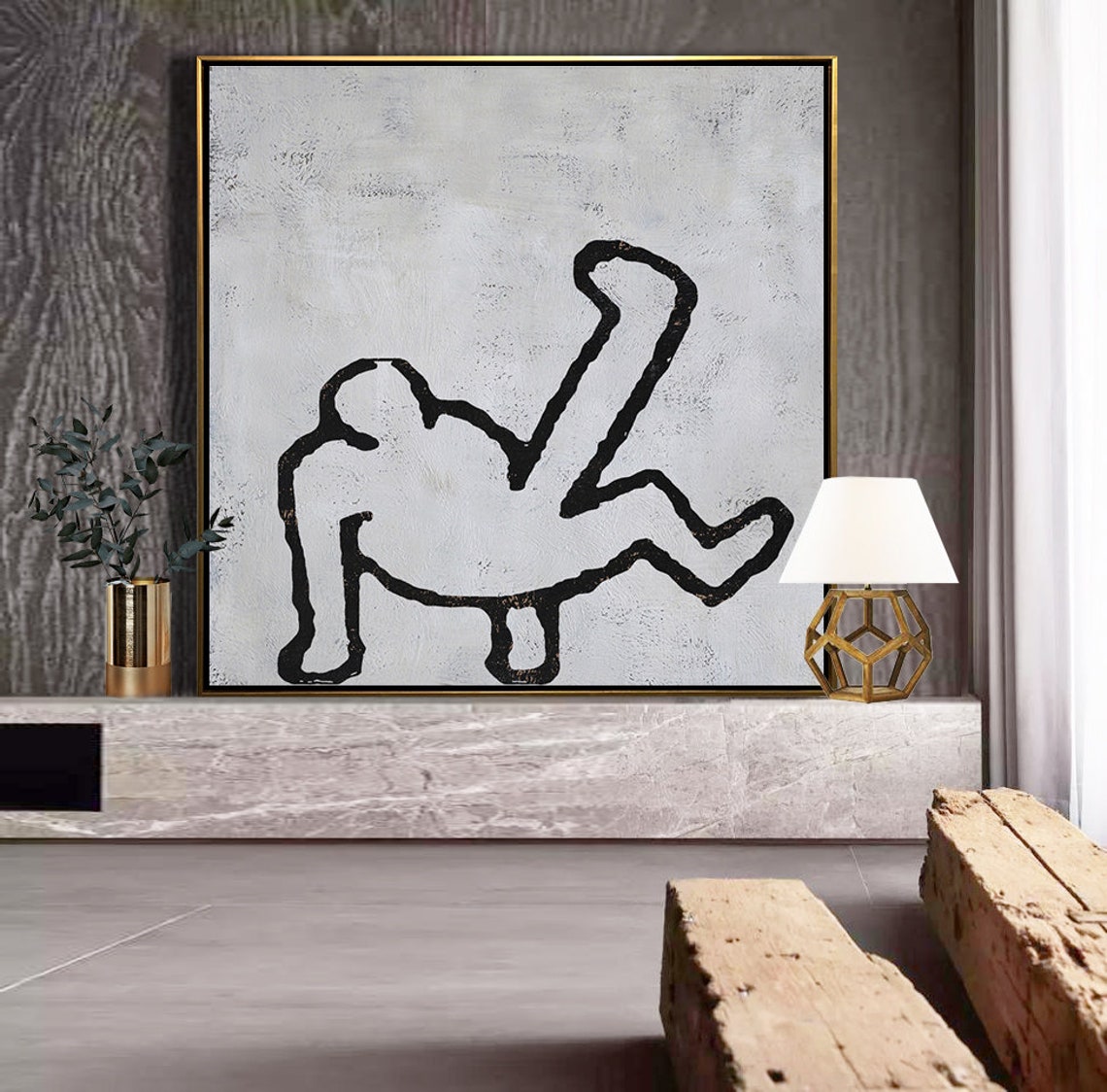 Keith Haring Inspired Dancing Man Modern Wall Art Ethan - Etsy