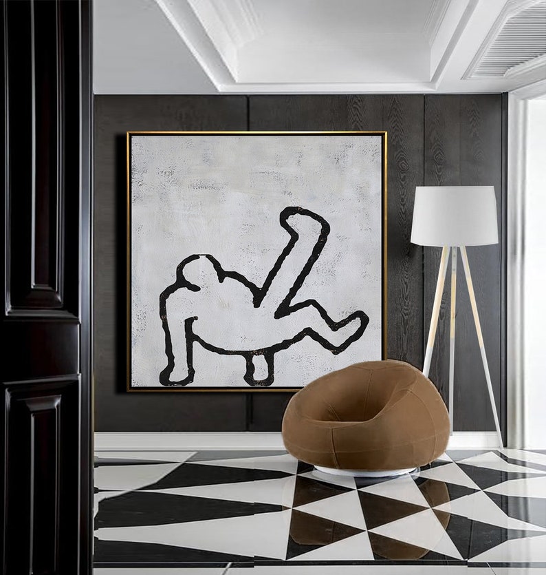Keith Haring Inspired Dancing Man Modern Wall Art Ethan - Etsy