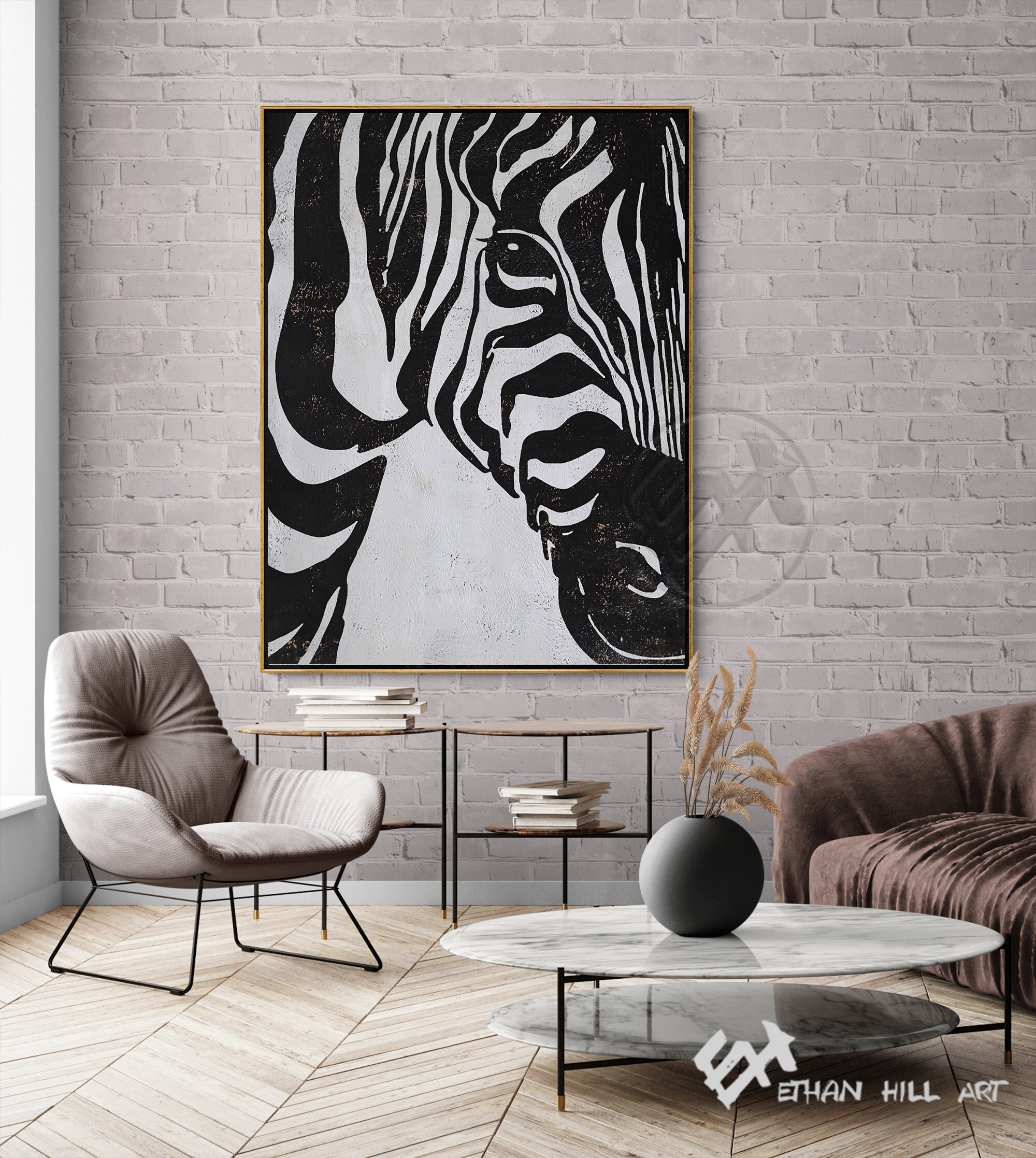 Large Abstract Animal Painting on Canvas Zebra Wall Art - Etsy