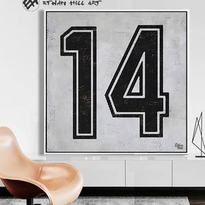 Black and White favorite numbers Lucky number 14 Painting | Etsy