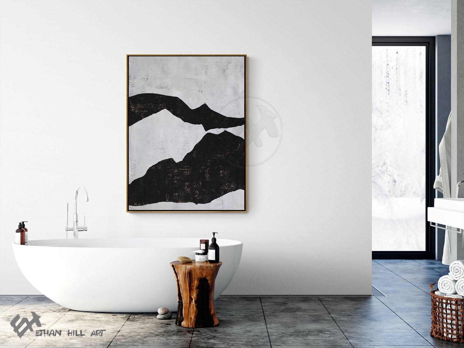 Large Canvas Painting Abstract Landscape Art Mountains - Etsy