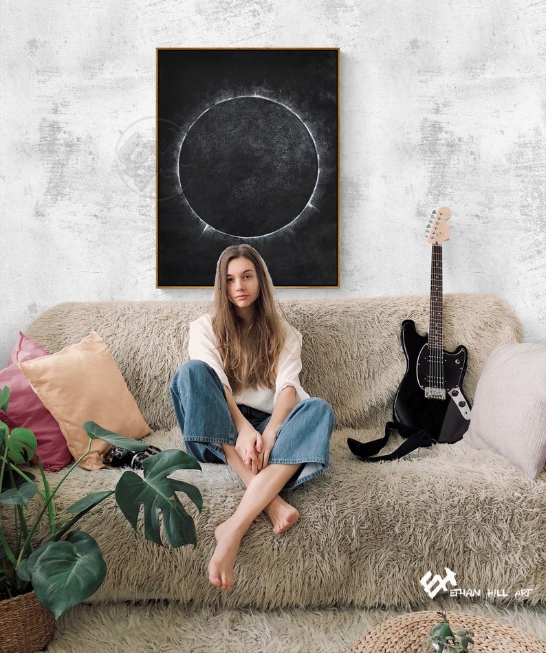 Large Landscape Wall Art Canvas Painting Solar Eclipse - Etsy