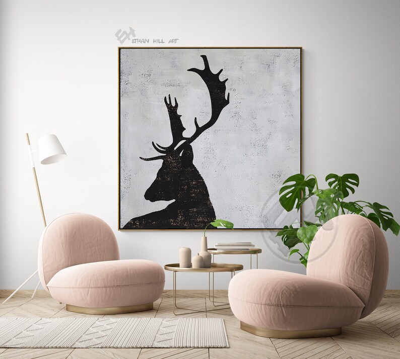 Large Abstract Deer Painting on Canvas Abstract Animal Canvas - Etsy