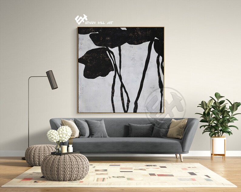 Large Abstract Flower Painting on Canvas Oversized Wall Art - Etsy