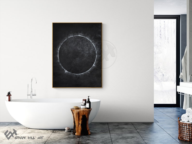 Large Landscape Wall Art Canvas Painting Solar Eclipse - Etsy