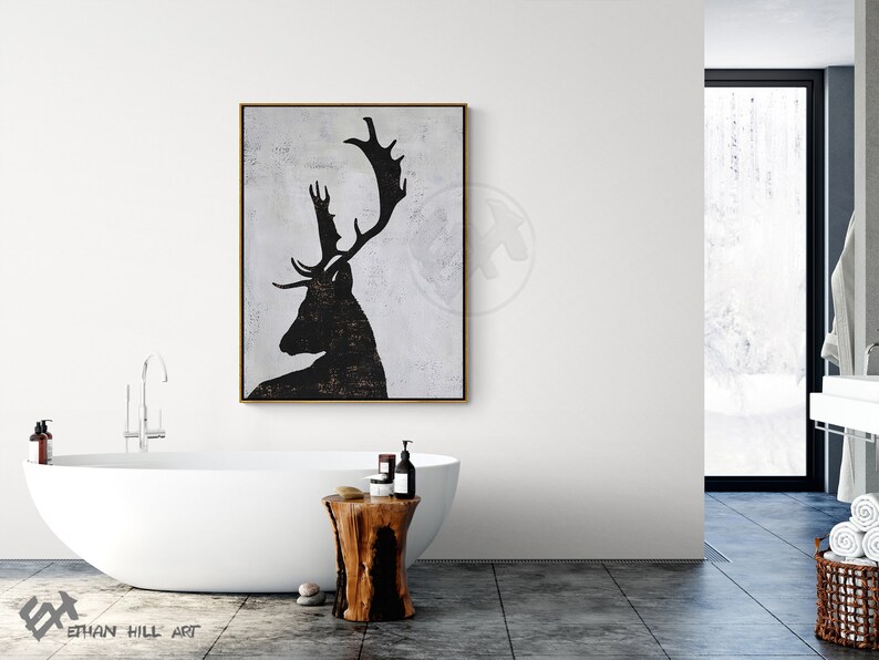 Large Abstract Deer Painting on Canvas Abstract Animal Canvas - Etsy