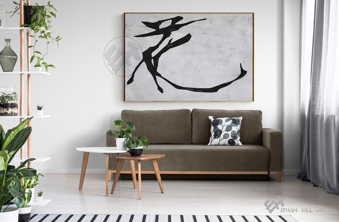 Abstract Canvas Painting, Chinese Calligraphy, Original Artwork Ethan ...