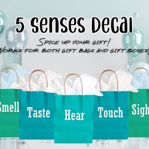 Five Senses Decal Labels for Your Gift Bags And/or Boxes, Personalized ...