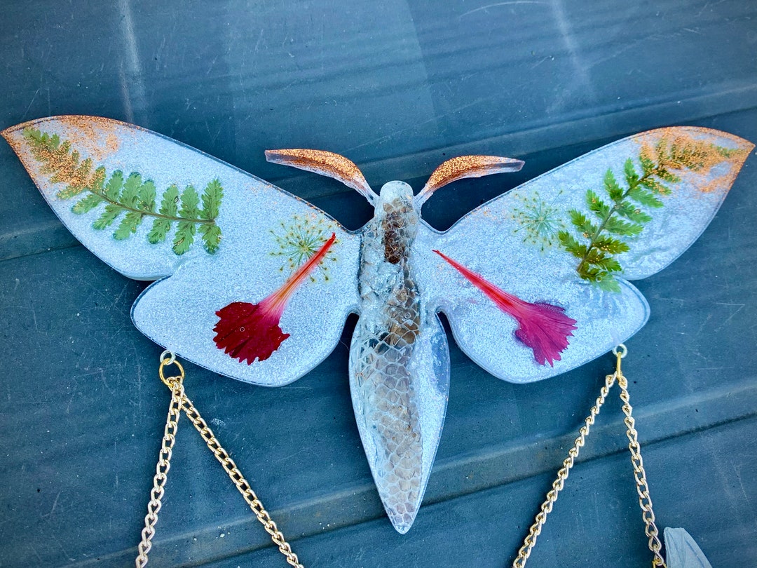 SALE!!* Two-part Lunar Moon & Moth Blessings Wall Hanging - Resin Art ...