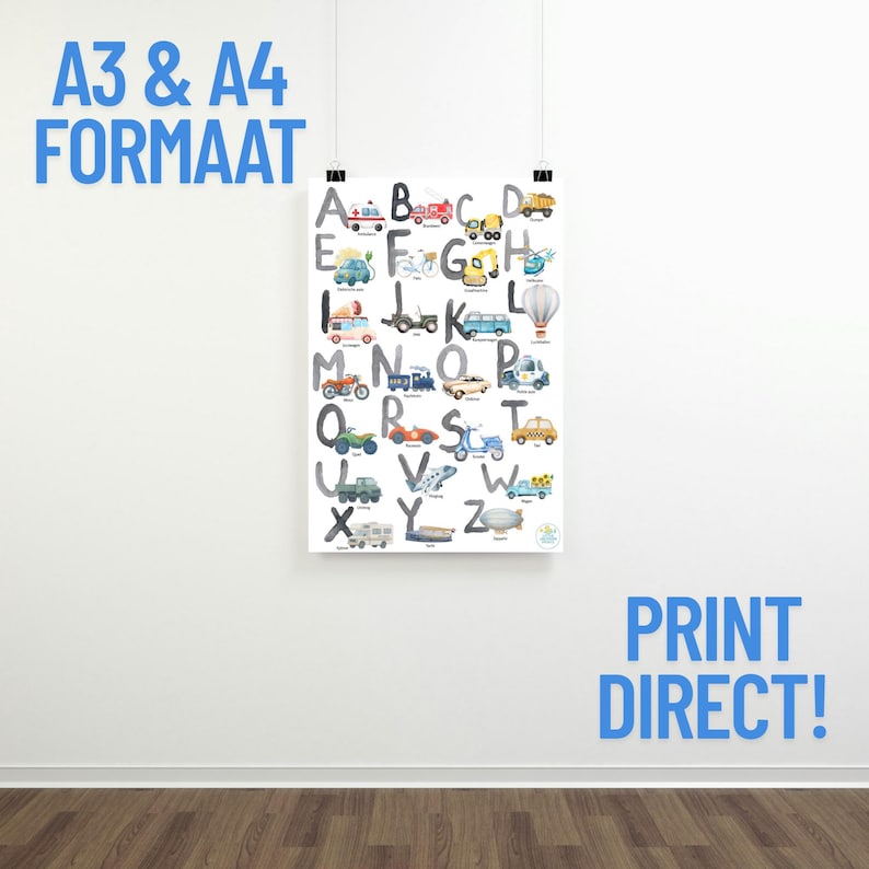 ABC Vehicles Poster – Alphabet Poster for Kids | A3 & A4 Printable ...