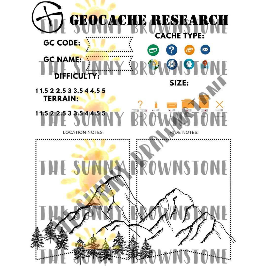 Geocache Research Template Digital Download Cache Research Geocache ...