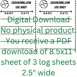 Geocaching Log Sheet PDF Digital Download - 2.5" (6.35cm) Wide, 3 Geocache Logs - Etsy Australia
