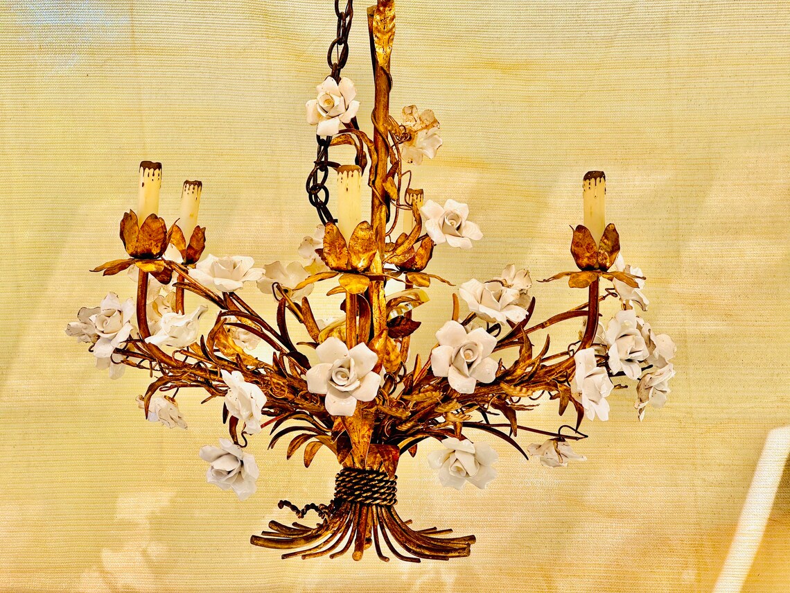 Vintage Italian Tole Chandelier - Etsy