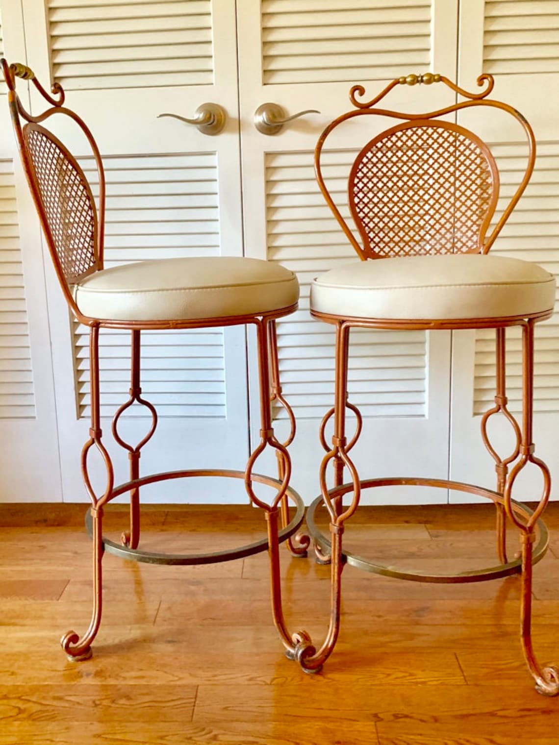 French Wrought Iron Bar Stools - Etsy