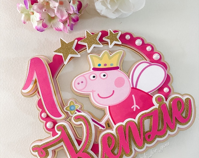 Peppa Pig Cake Topper, Peppa Pig Topper, Peppa Pig 3D Topper, Peppa Pig ...