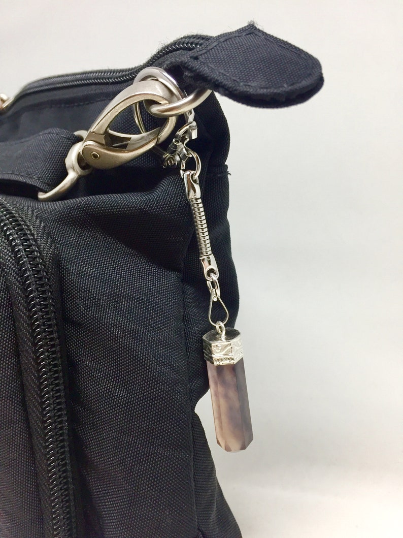 Purple Fluorite Crystal Point Silver Keychain & Handbag Charm | Etsy