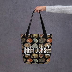 Rock Collector Tote Bag, Got Rocks Funny Rockhound Geologist Meme ...