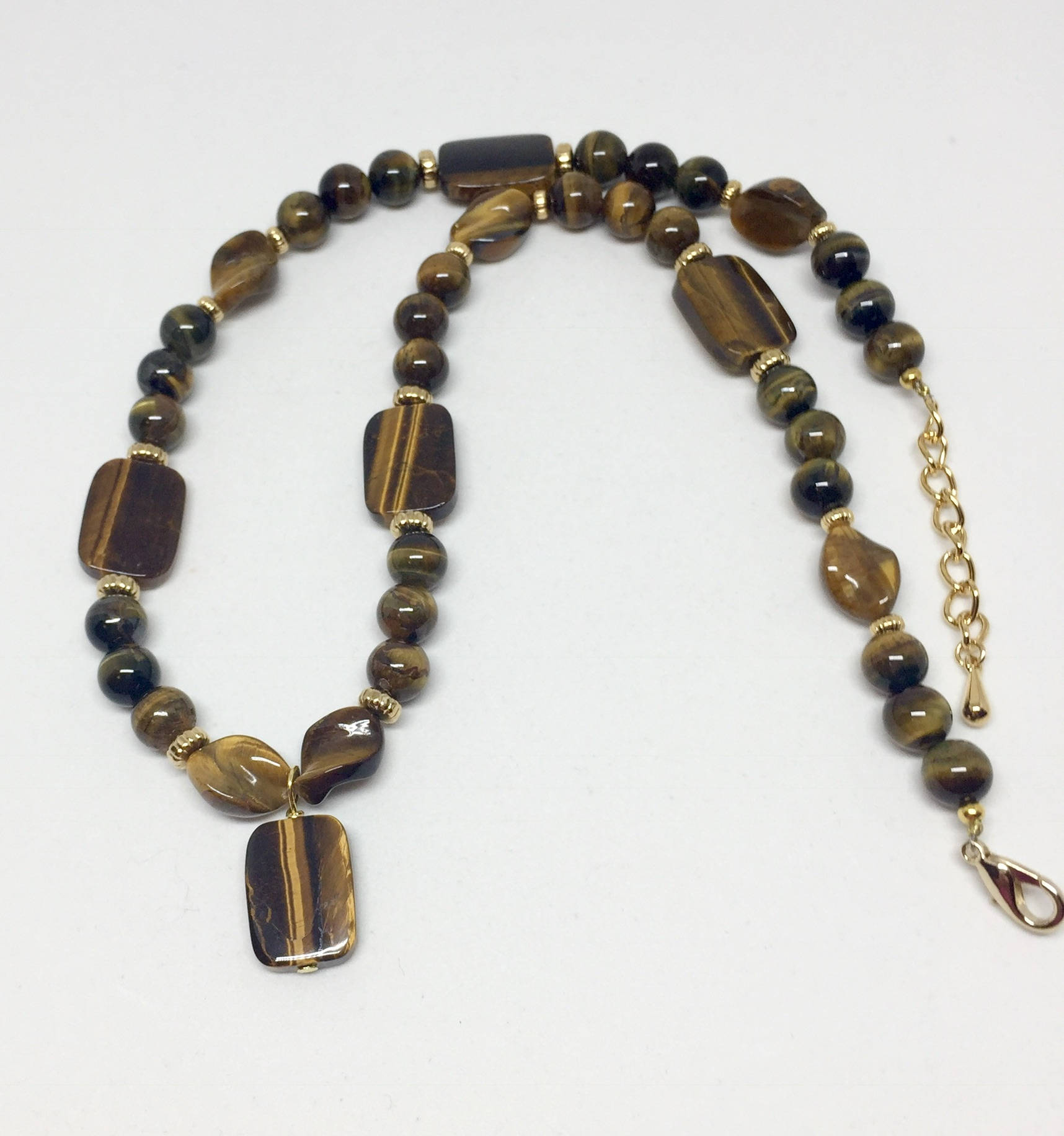 Tigers Eye Gold Necklace Adjustable Length Brown Stone | Etsy