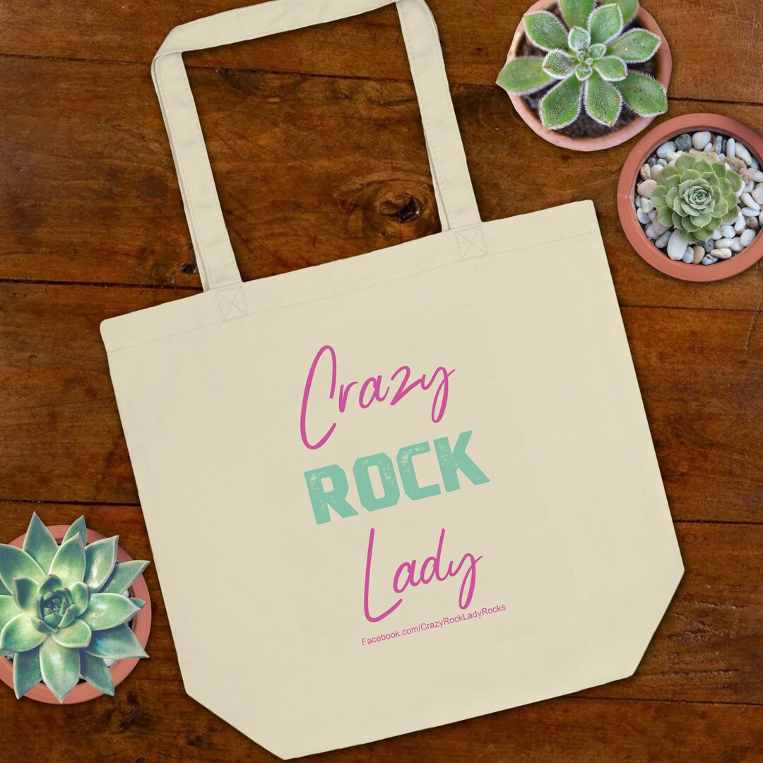 Crazy Rock Lady tote bag funny gift for rock collectors and - Etsy.de