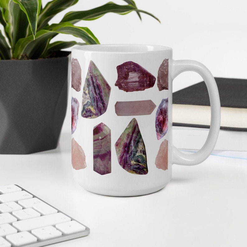 Pink & Purple Crystals Mug Rock Lover Gift Mineral | Etsy