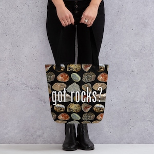 Rock Collector Tote Bag, Got Rocks Funny Rockhound Geologist Meme ...