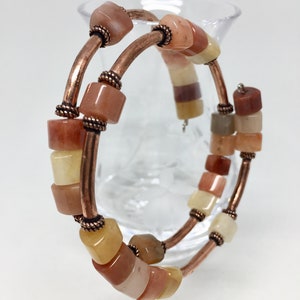 Red Agate Copper Chunky Bracelet, Orange Stone Jewelry, Rojo Agate ...