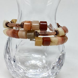 Red Agate Copper Chunky Bracelet, Orange Stone Jewelry, Rojo Agate ...