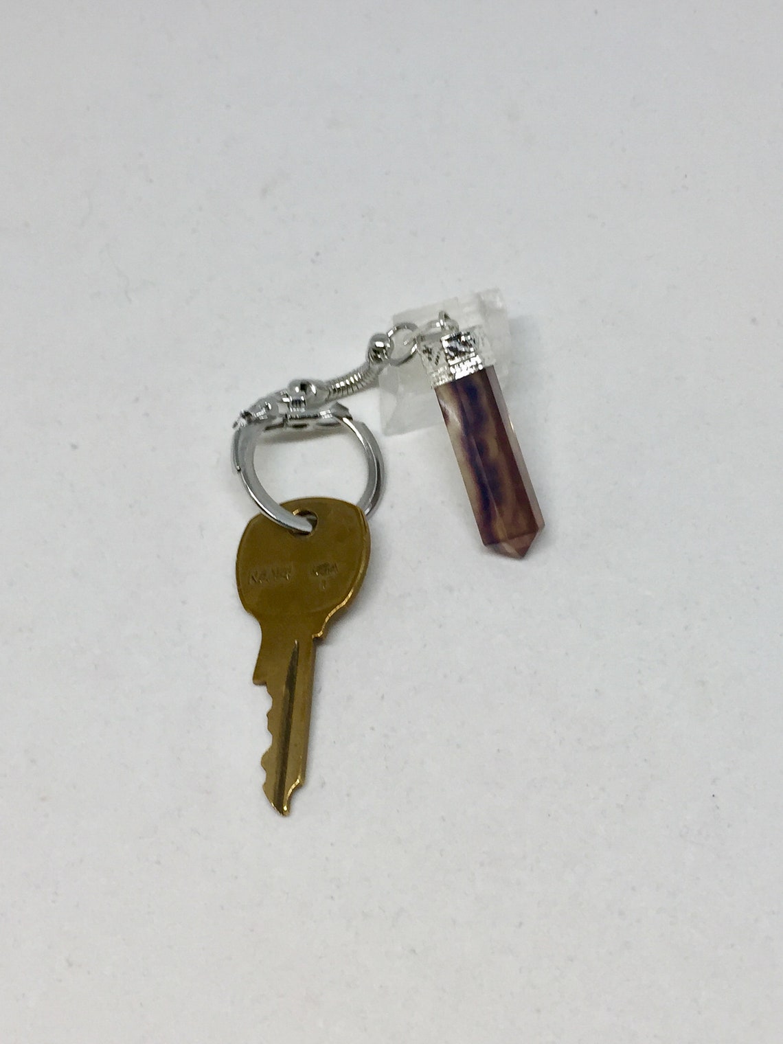 Purple Fluorite Crystal Point Silver Keychain & Handbag Charm | Etsy