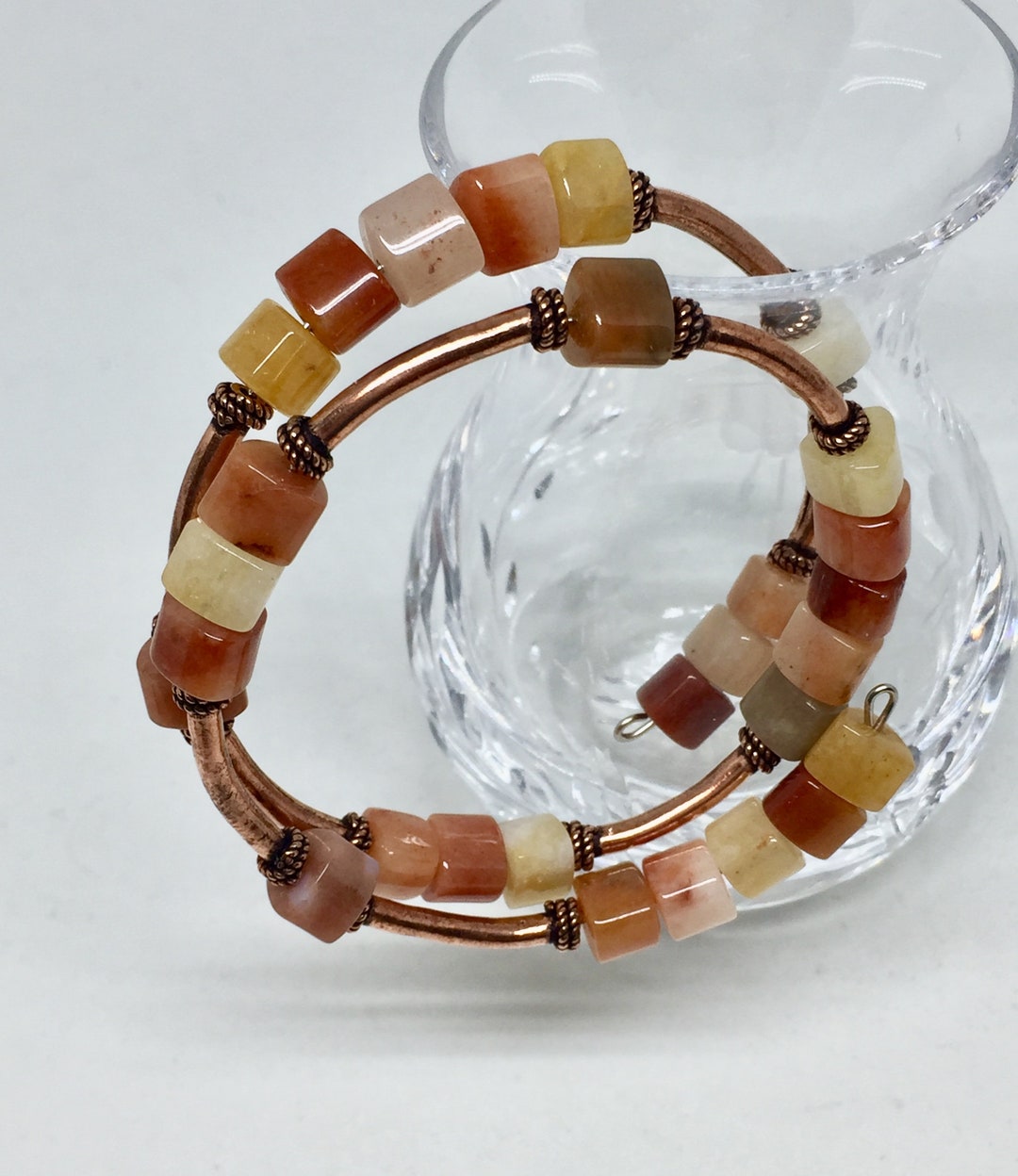 Red Agate Copper Chunky Bracelet, Orange Stone Jewelry, Rojo Agate ...