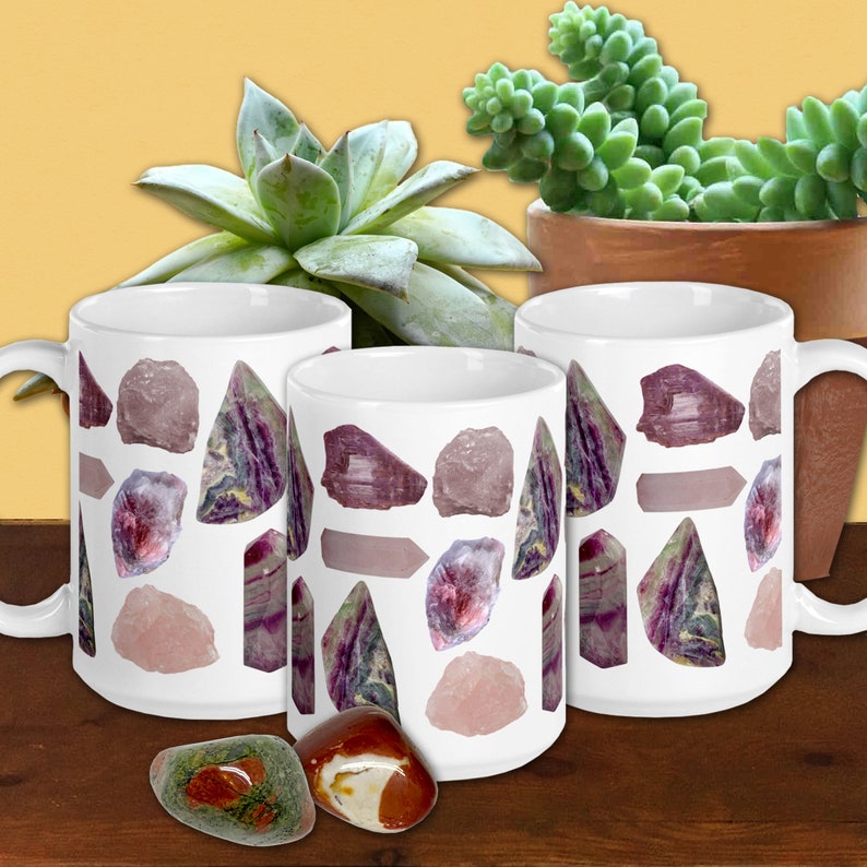 Pink & Purple Crystals Mug Rock Lover Gift Mineral | Etsy