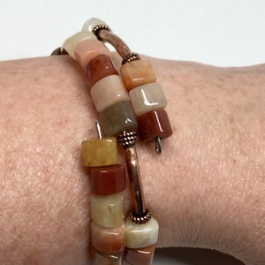 Red Agate Copper Chunky Bracelet, Orange Stone Jewelry, Rojo Agate ...