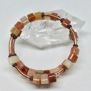 Red Agate Copper Chunky Bracelet, Orange Stone Jewelry, Rojo Agate ...